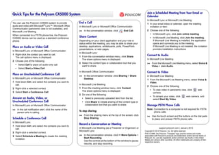 Polycom cx5000 quick_reference_card | PDF | Web Conferencing | Computer Software and Applications