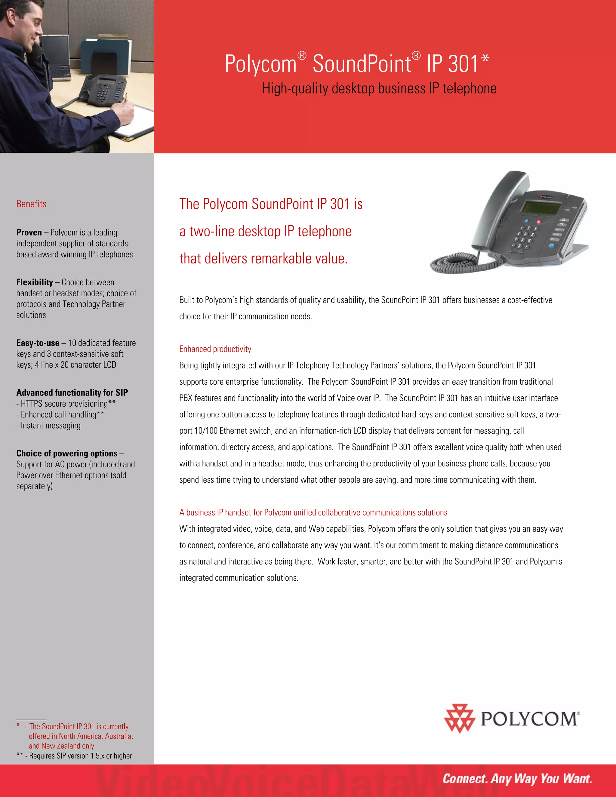 Polycom soundpoint ip301 data sheet | PDF