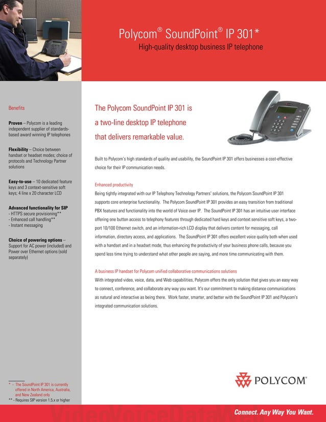 Polycom soundpoint ip301 data sheet | PDF
