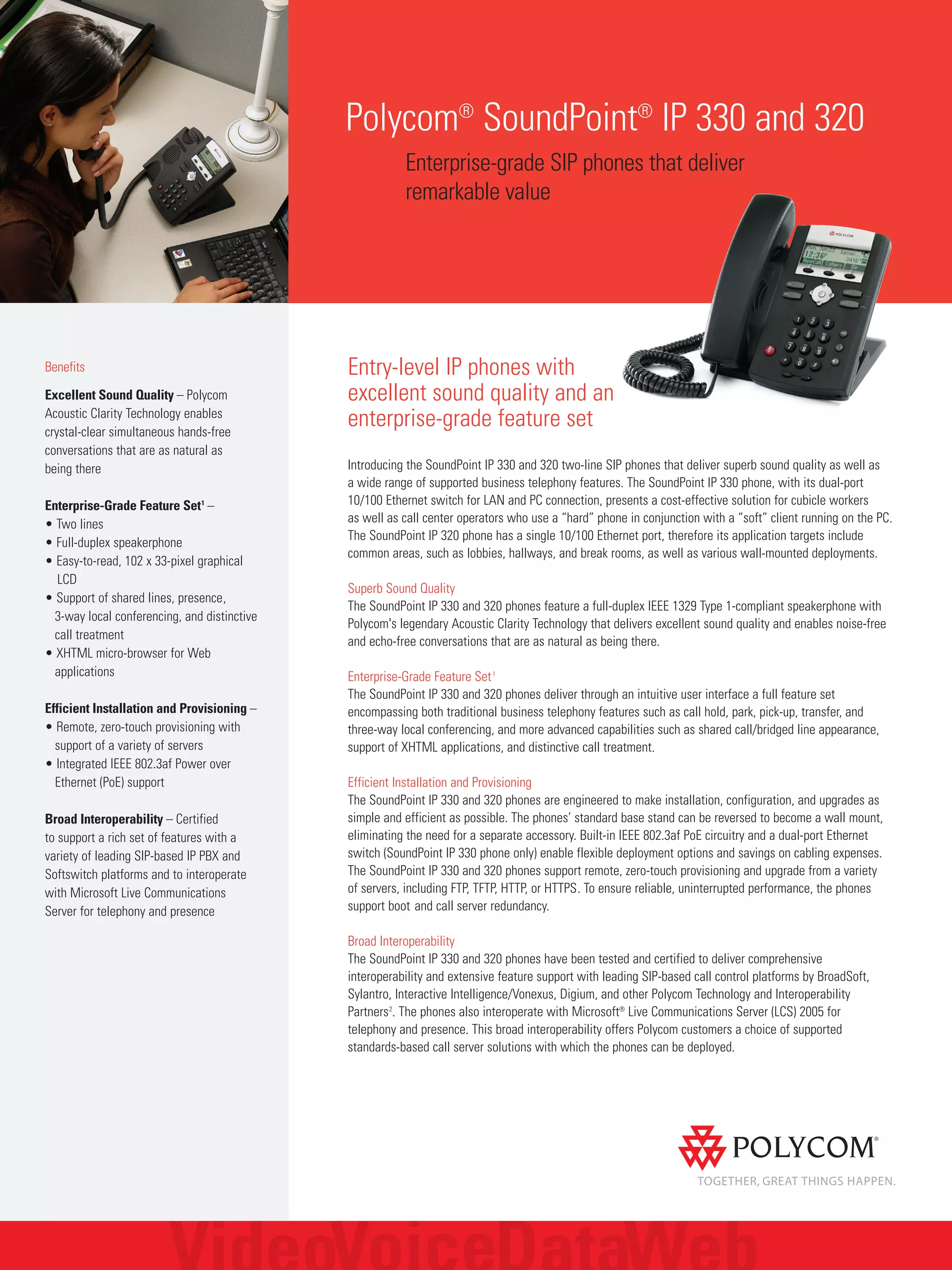 Polycom soundpoint ip320 ip330 data sheet | PDF
