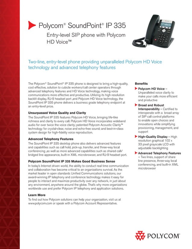 Polycom soundpoint ip335 data sheet | PDF
