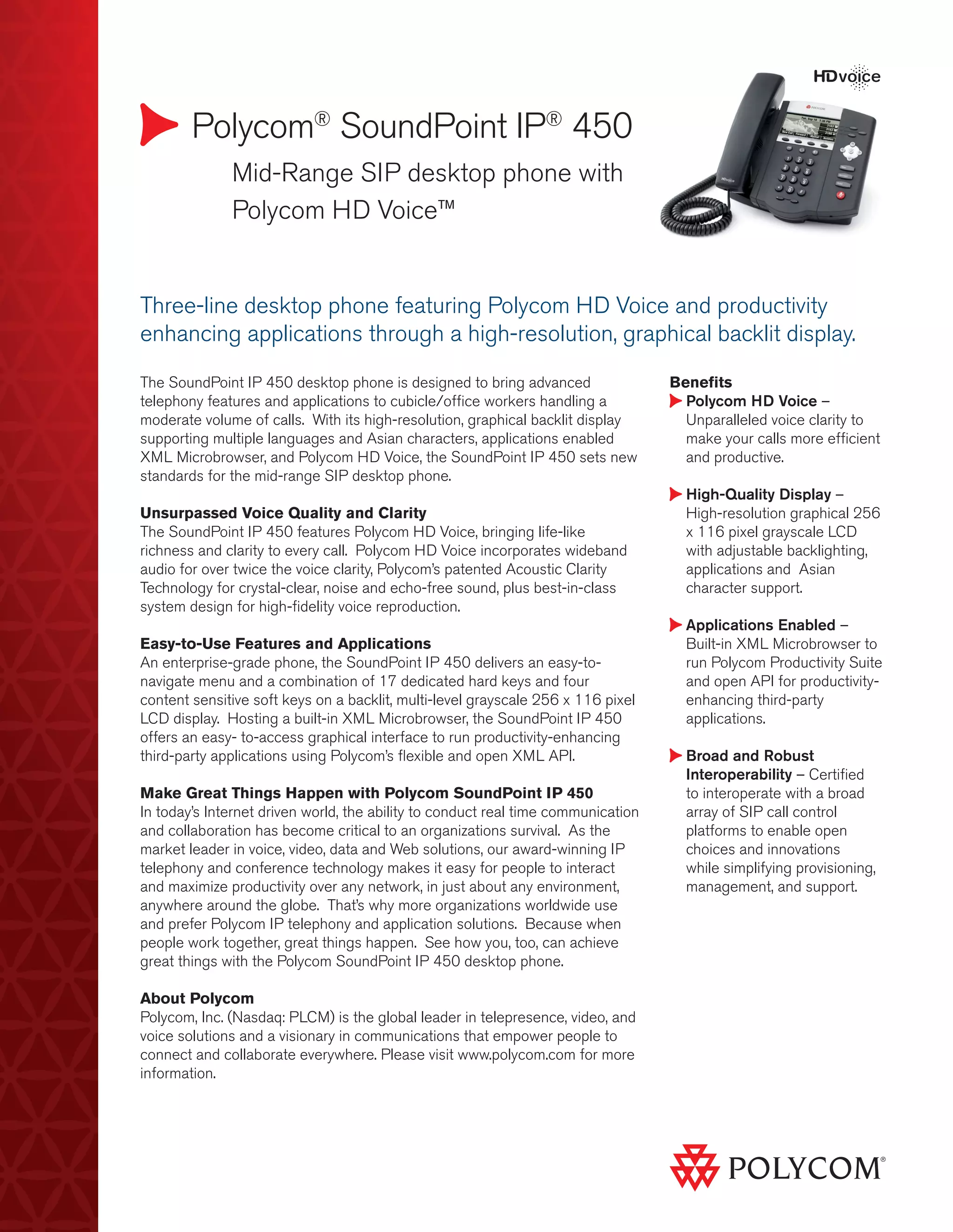 Polycom soundpoint ip450 data sheet | PDF