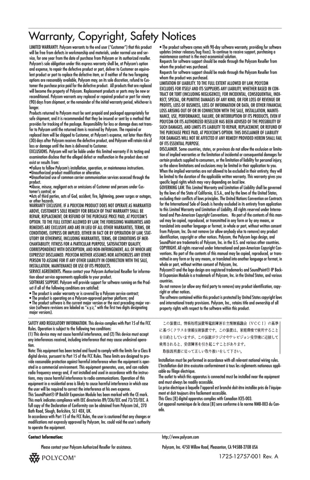 Polycom soundpoint ip650 add on module quick reference guide | PDF ...