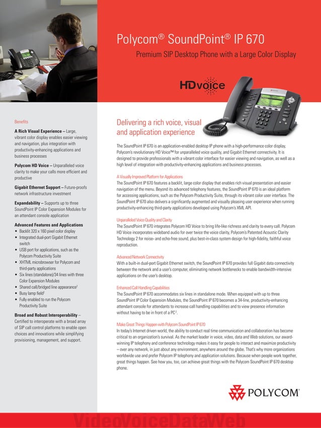 Polycom soundpoint ip670 data sheet | PDF