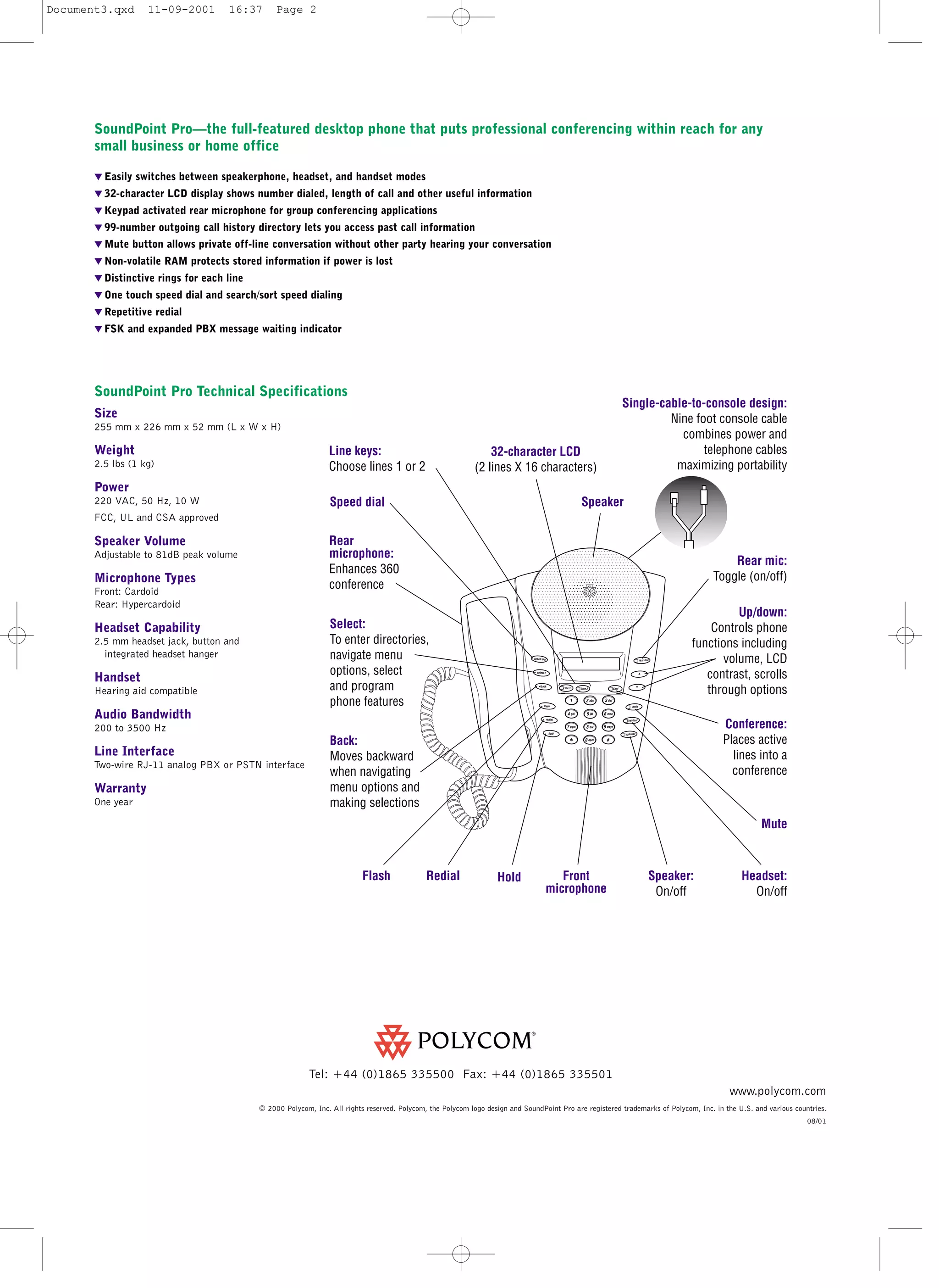 Polycom soundpoint pro data sheet | PDF
