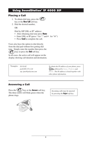 Polycom sound station ip4000 user guide | PDF