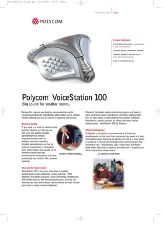 Polycom voicestation 100 data sheet | PDF
