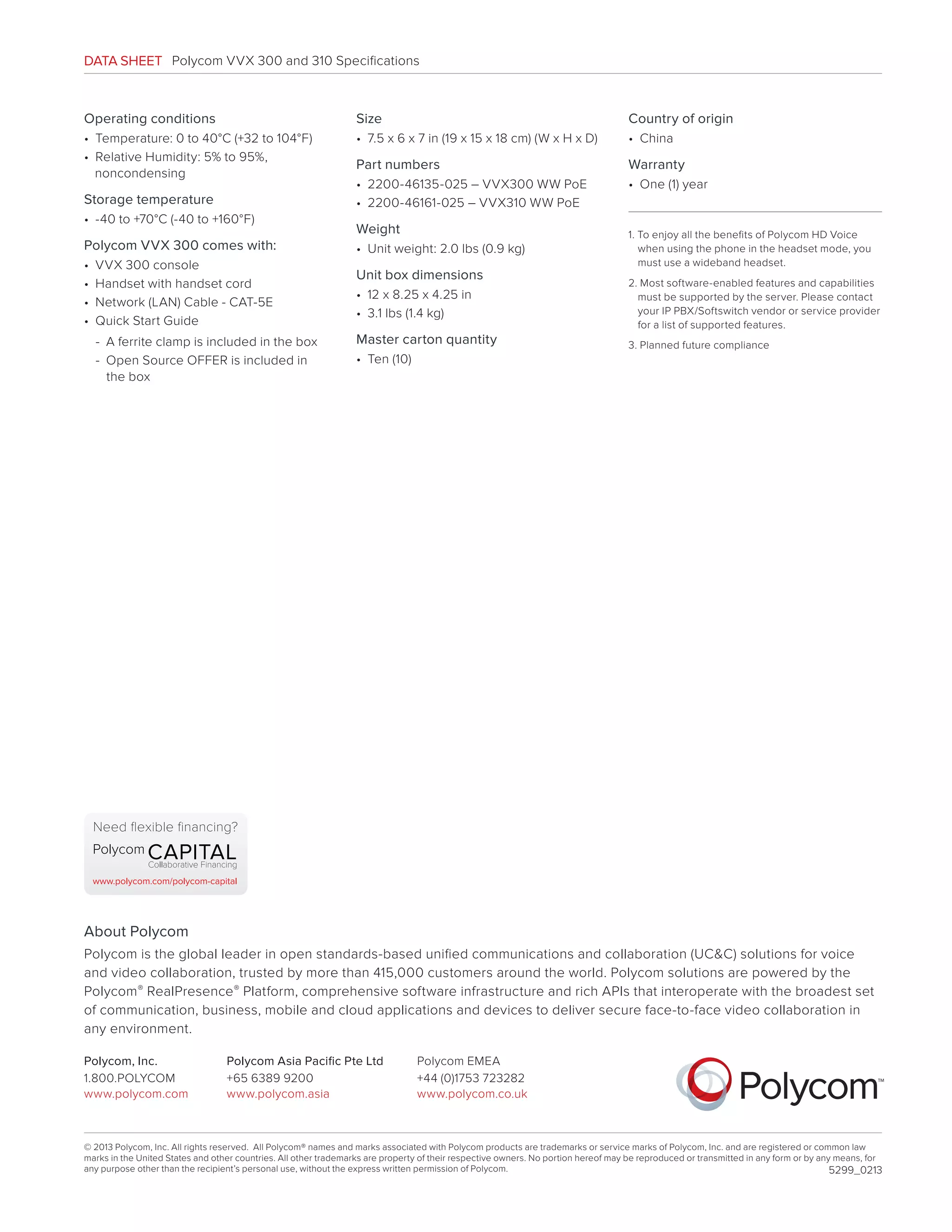 Polycom vvx300 range data sheet | PDF | Digital Audio | Computer Software and Applications
