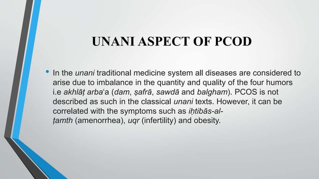 Polycystic ovary syndrome history, modern and unani approach ppt.pptx ...