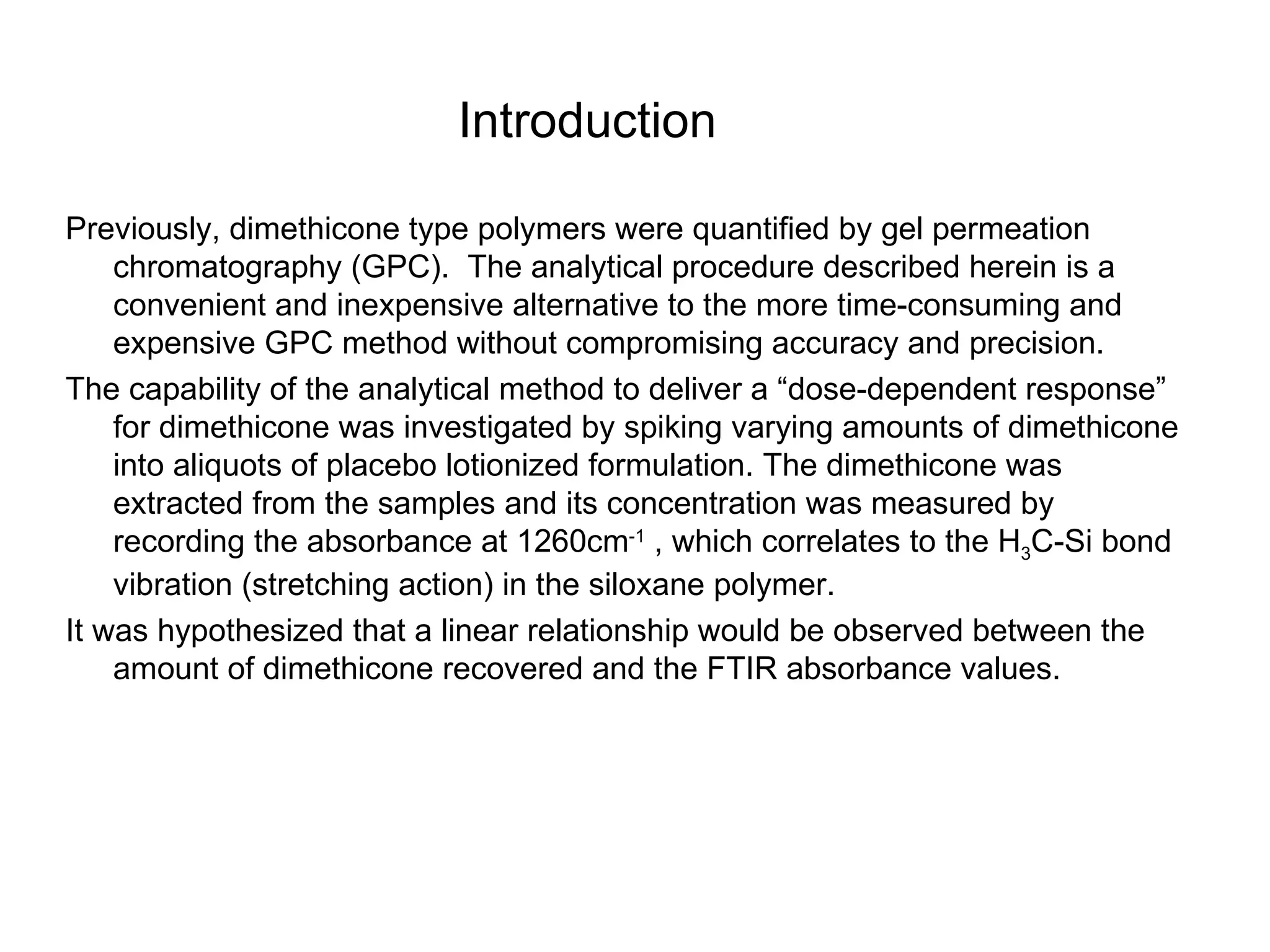 Polydimethylsiloxane analysis using quantitative ftir | PPT