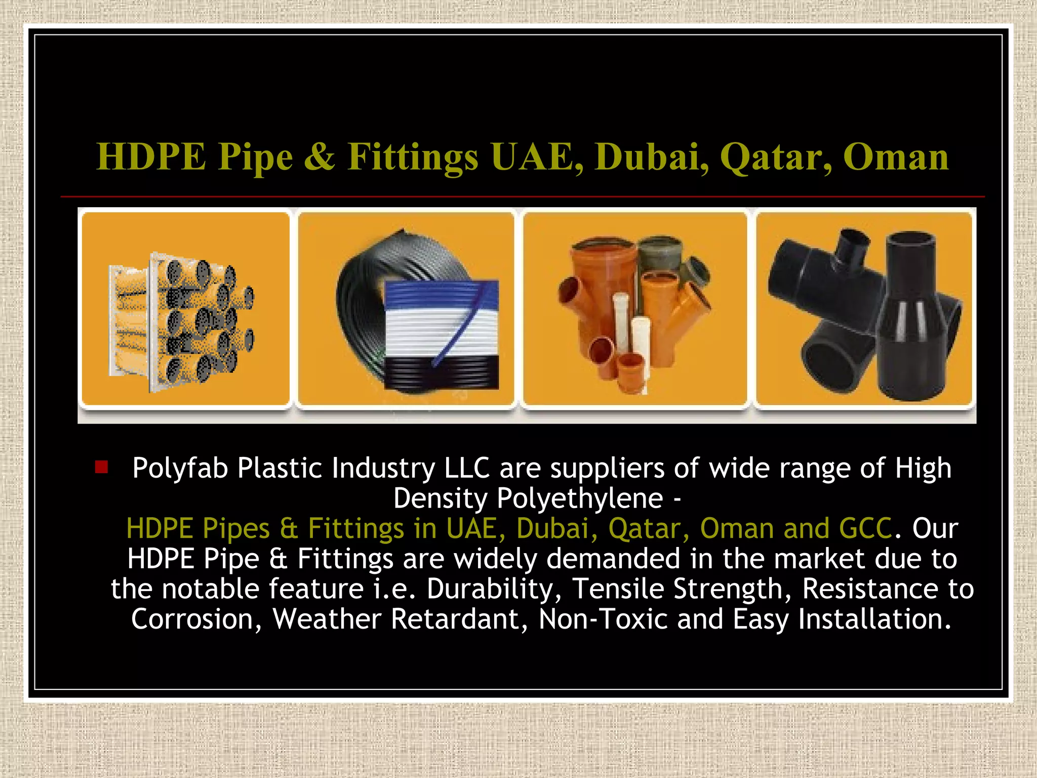 Plastic Pipes & Fittings Supplier, HDPE Pipe & Fittings, PVC Pipes ...