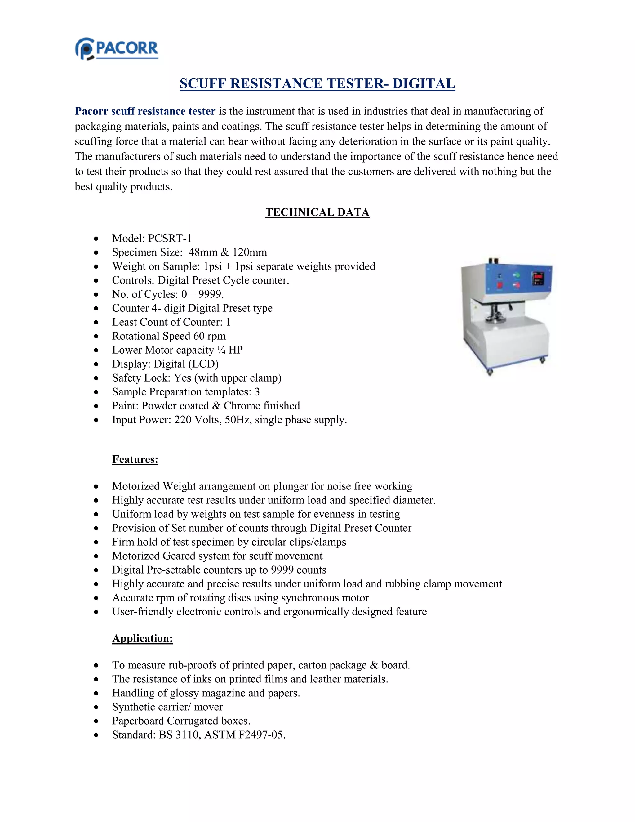 Bursting Strength Tester | PDF