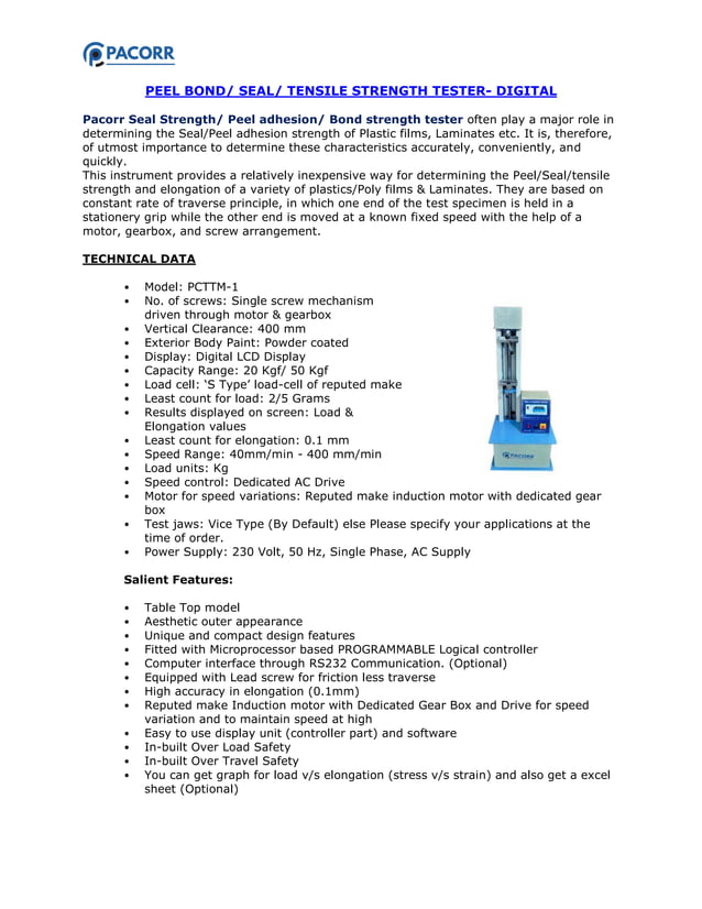 Polyfilms and laminates testing instruments | PDF