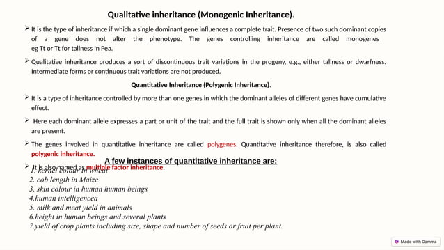 Polygenic Inheritance In Plants Genetics Pptx
