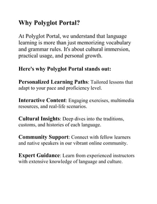 Polyglots portal - An brief Introduction | PDF