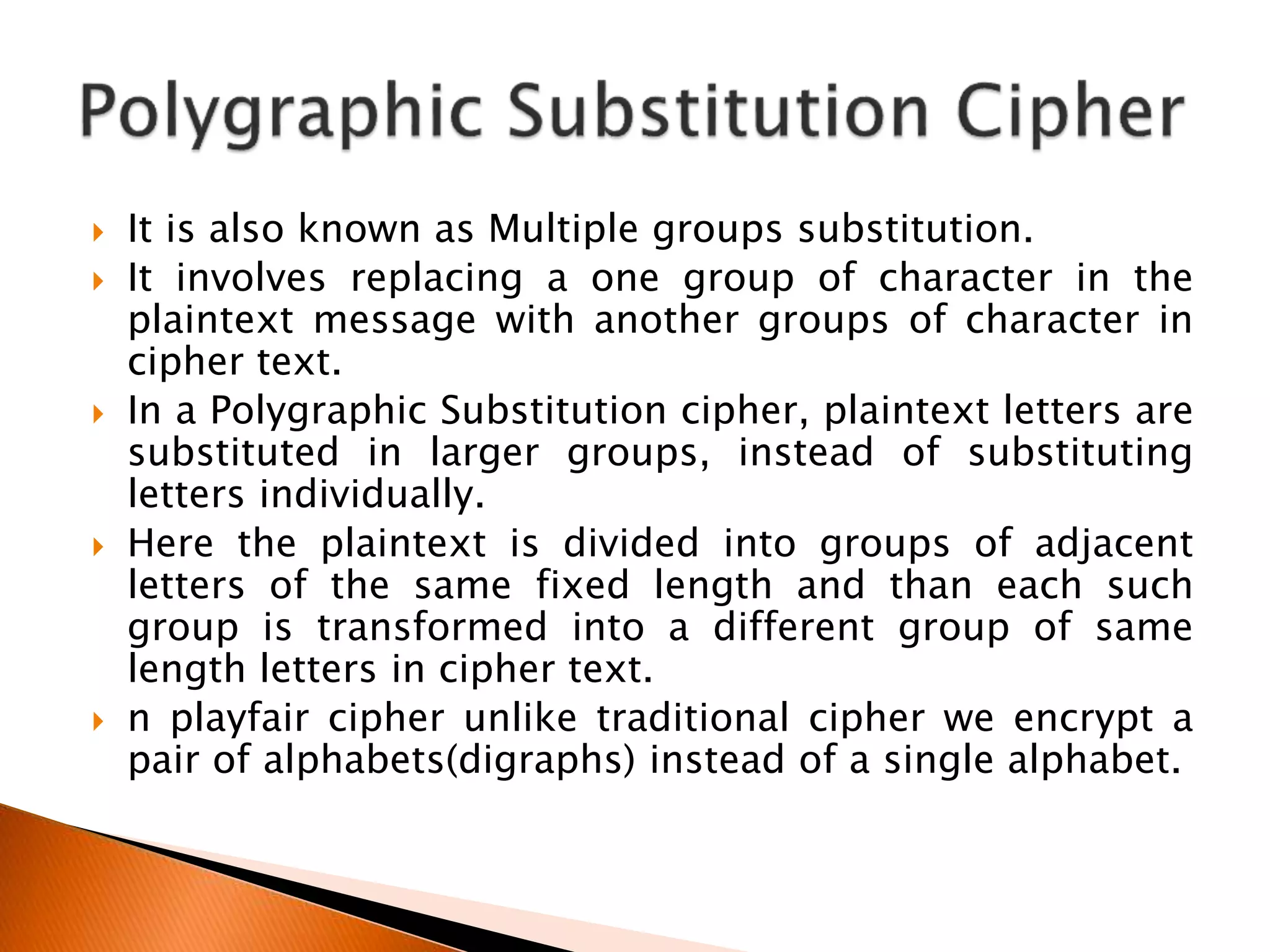 Polygraphic Substitution Cipher - Part 2 | PPTX