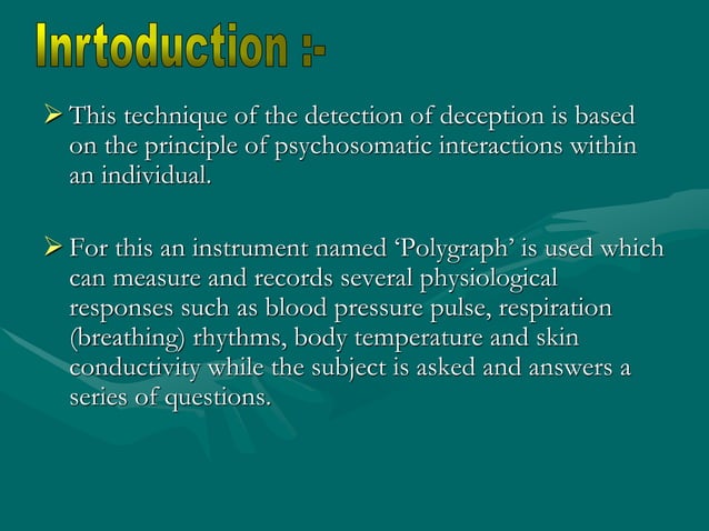 Polygraphy | PPT | Science