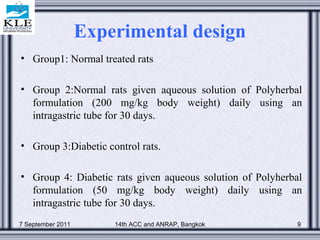 Polyherbal formulations for diabetic | PPT
