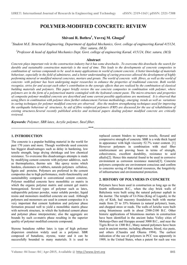 Polymer modified concrete review | PDF
