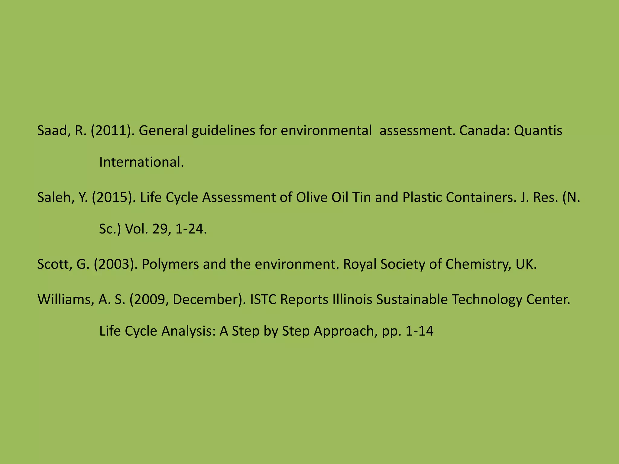 Polymer and Environment -LCA (Group 6) | PPTX