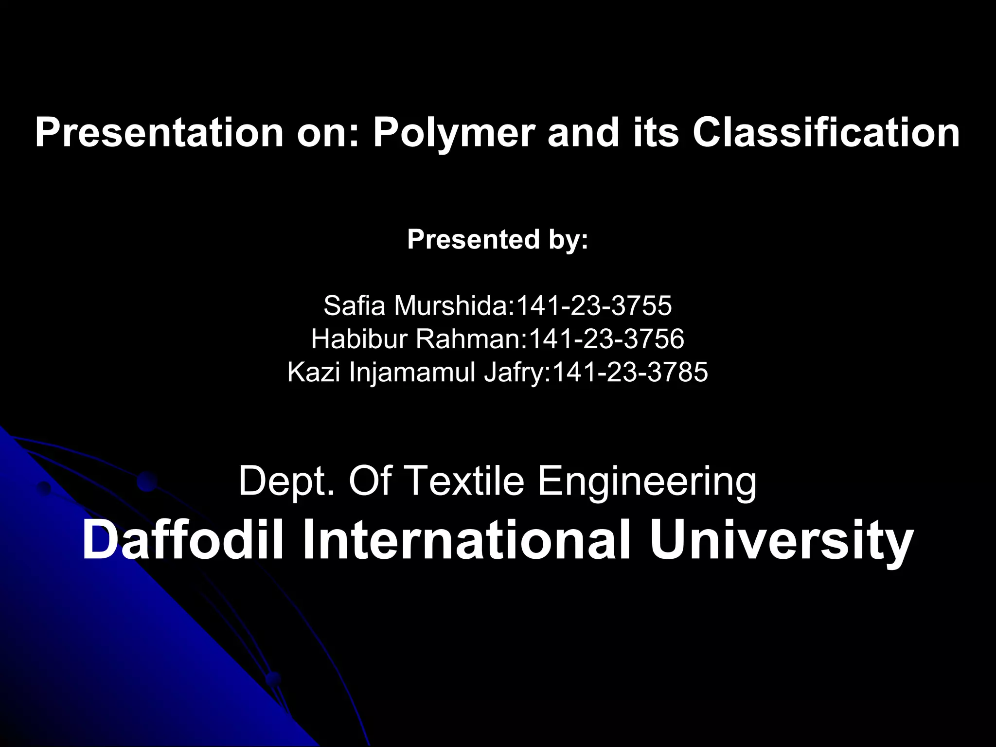 Polymer and its classification | PPT