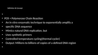 POLYMERASE CHAIN REACTION Principle, Protocol ,Types.Applications .pptx