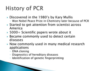 Polymerase chain reaction (pcr) | PPTX | Chemistry | Science