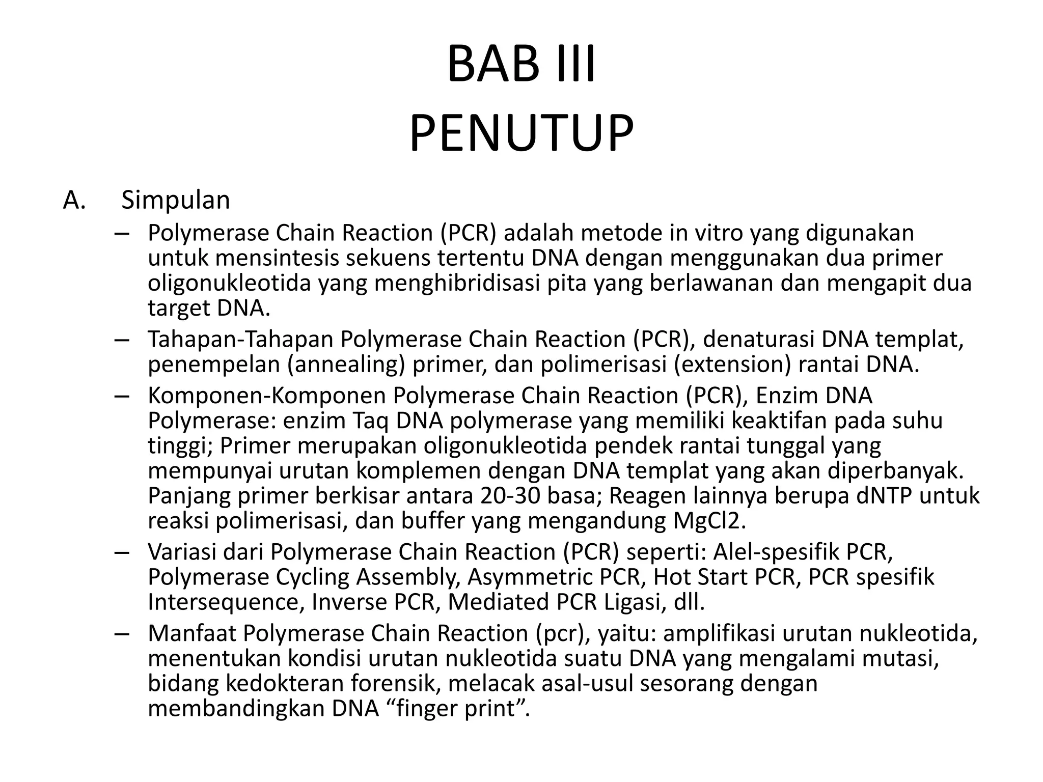 Polymerase chain reactions (pcr) | PPTX