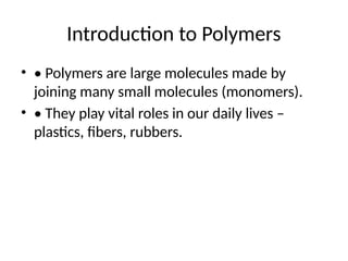 "Polymer Chemistry: An Introduction to the Structure, Classification, Synthesis, Properties, and ...