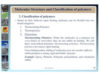Polymer: Classfication and molecular structure of polymers | PDF