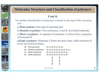 Polymer: Classfication and molecular structure of polymers | PDF