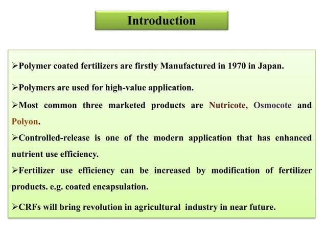 Polymer coated fertilizers an advance technique in nutrient management ...