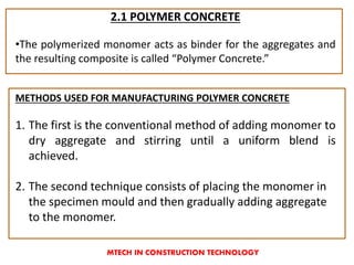 Polymer concrete and it's types | PPTX