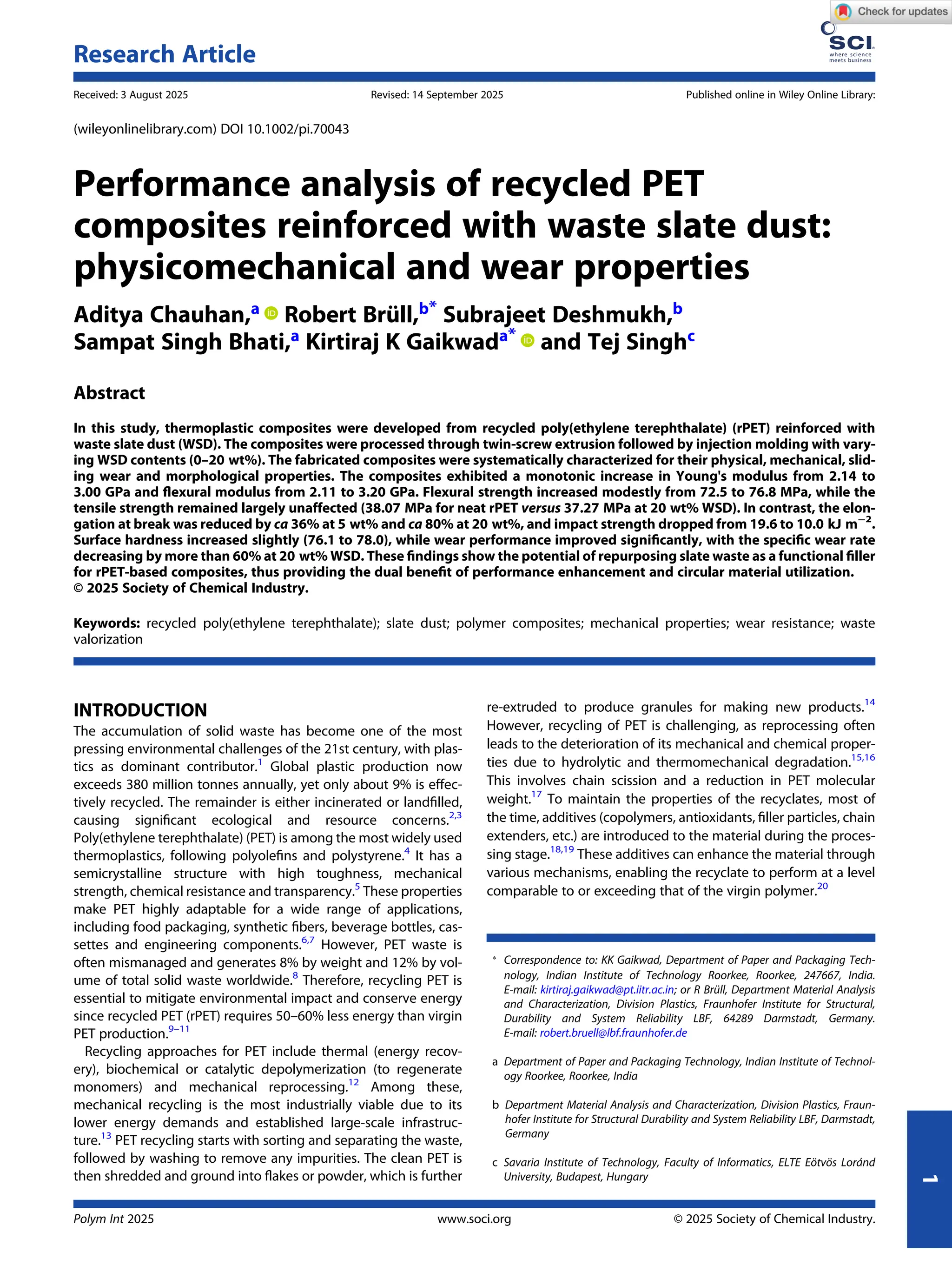 Performance analysis of recycled PET composites reinforced with waste ...