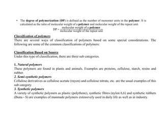 Polymer ppt and classification of polyme | PPT