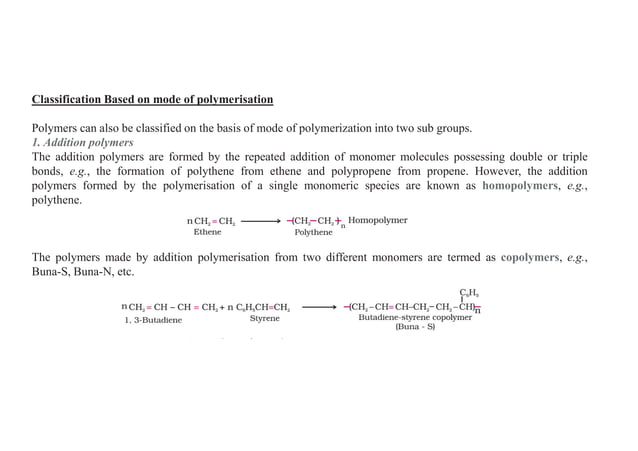 Polymer ppt and classification of polyme | PPT