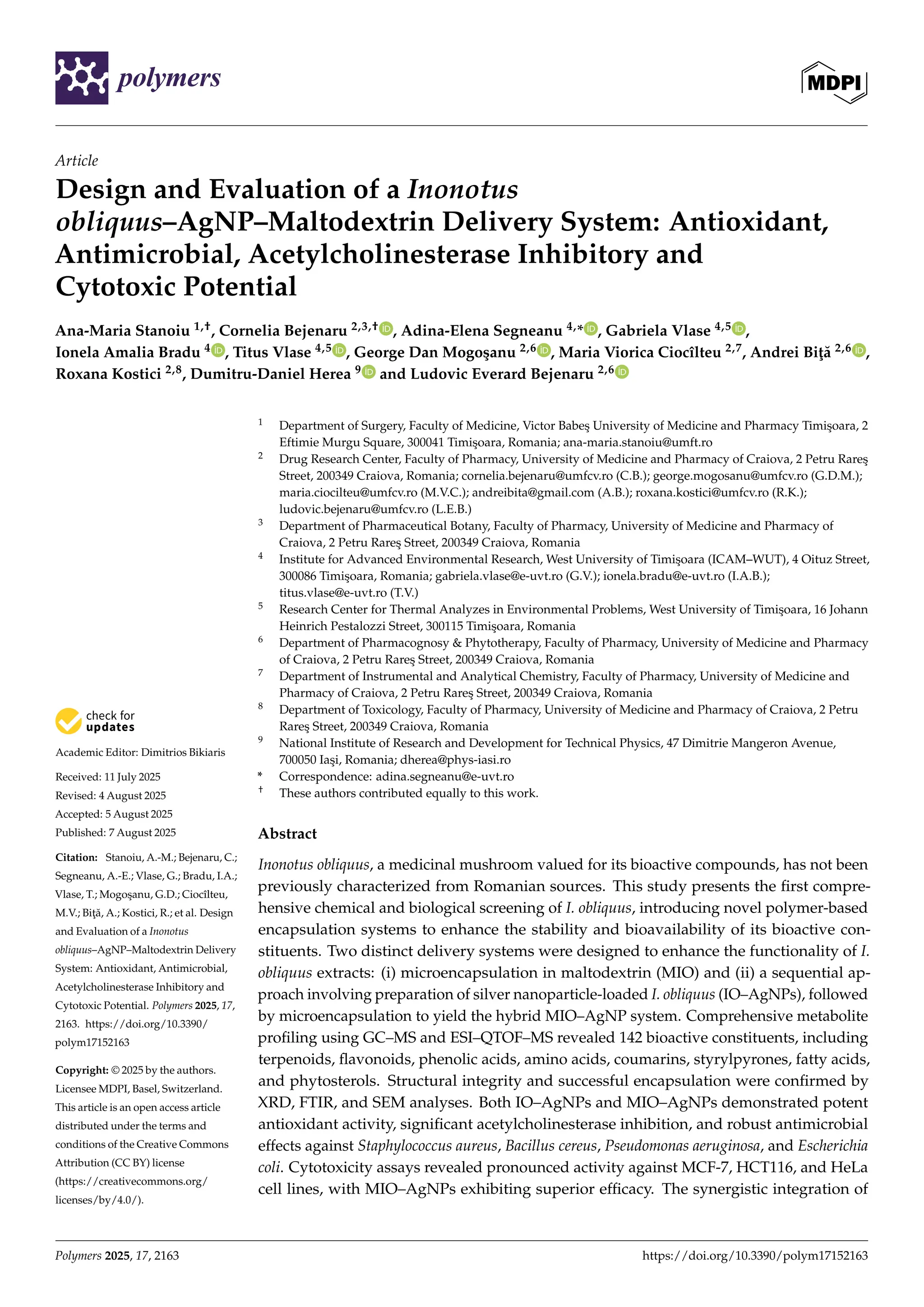 Design and Evaluation of a Inonotus obliquus-AgNP-Maltodextrin Delivery ...