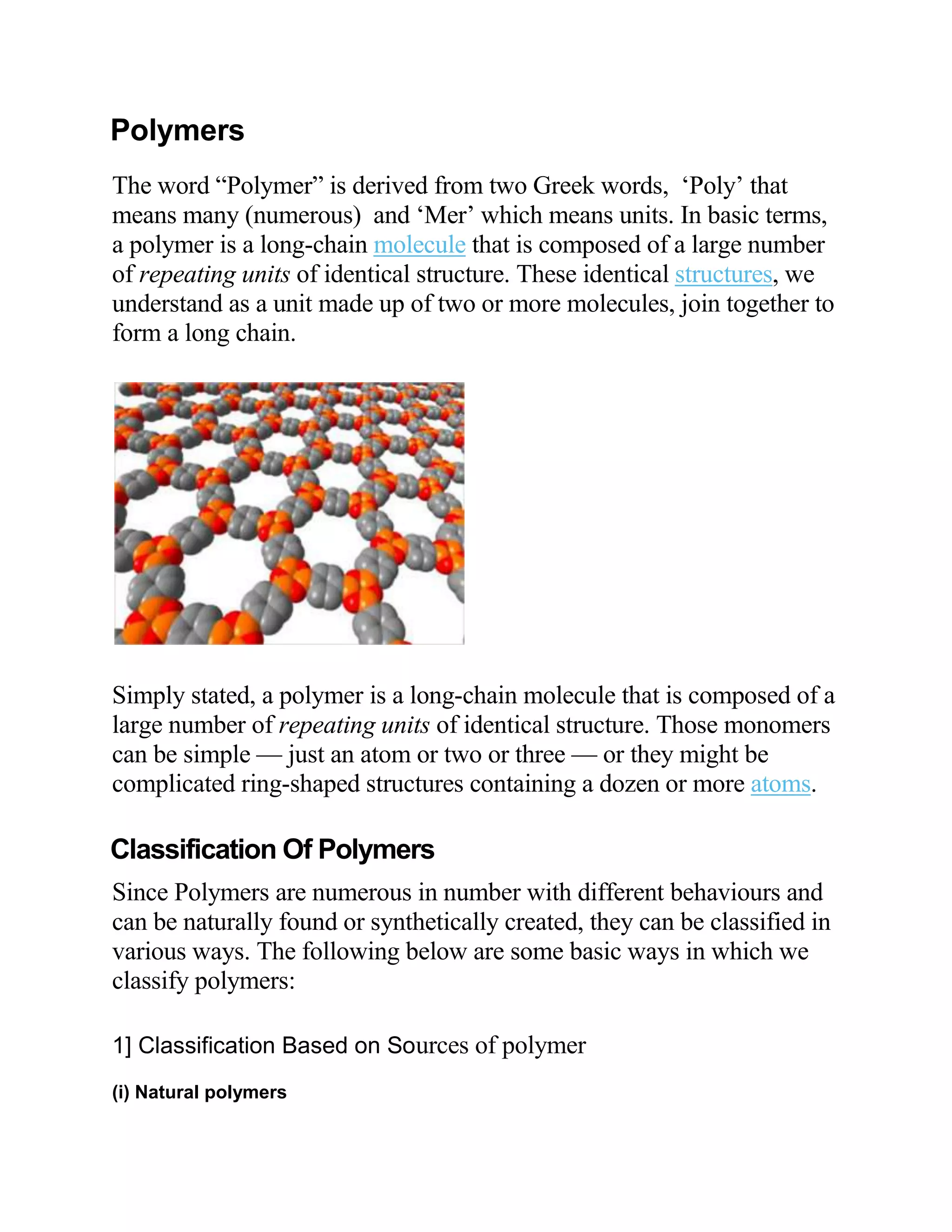 Classification of Polymers | DOCX