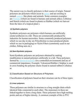 Classification of Polymers | DOCX