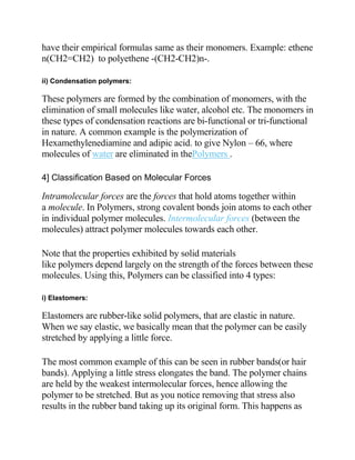 Classification of Polymers | DOCX
