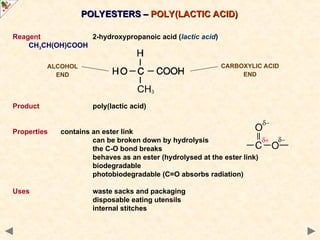USES AND TYPES POLYMERS ORGANIC CHEMISTRY.ppt
