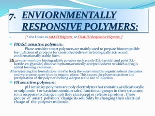 Polymers Used In Pharmaceutical dosage delivery systems | PPTX