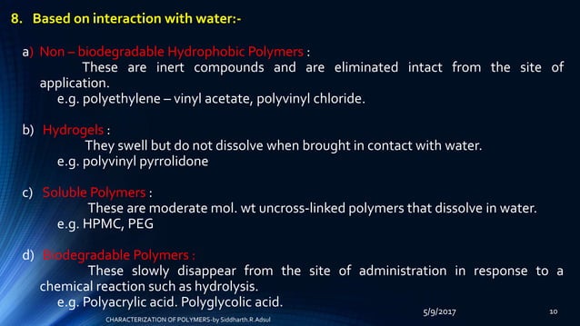 Polymers and its characterization | PPTX | Chemistry | Science