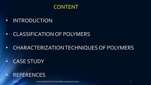 Polymers and its characterization | PPTX | Chemistry | Science