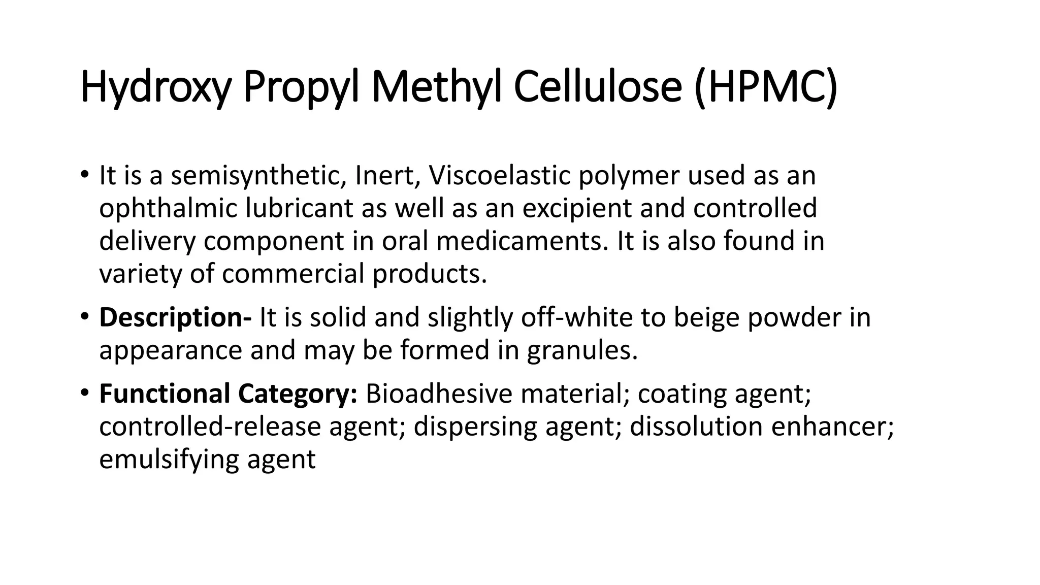 Polymers as excipients | PDF