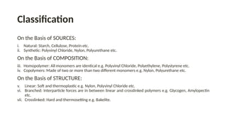 Polymers, Applications and Classification.pptx