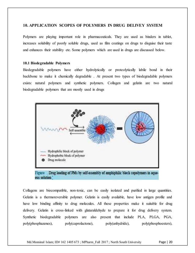 Polymer science in drug delivery system