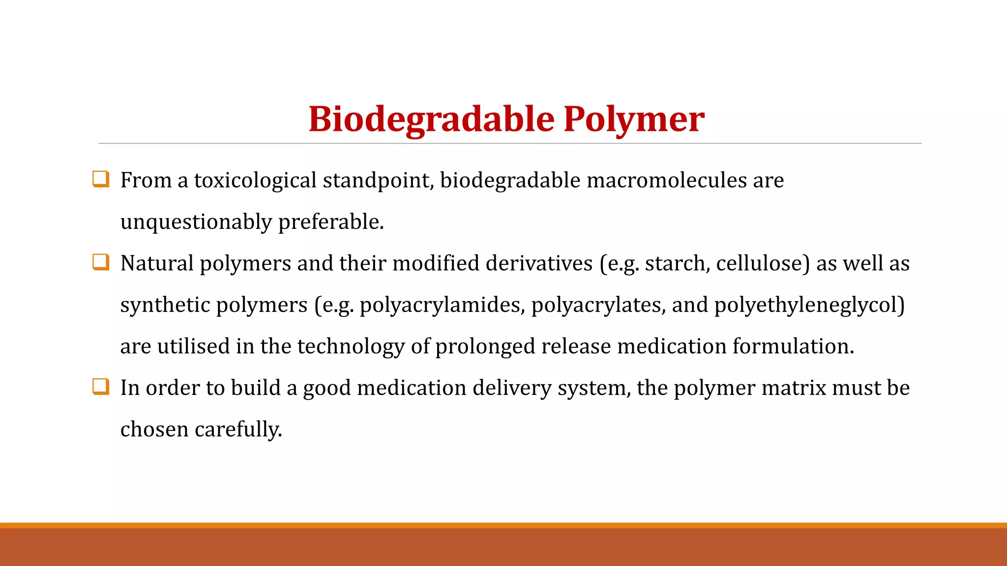 Polymers in controlled release Drug Delivery System | PDF