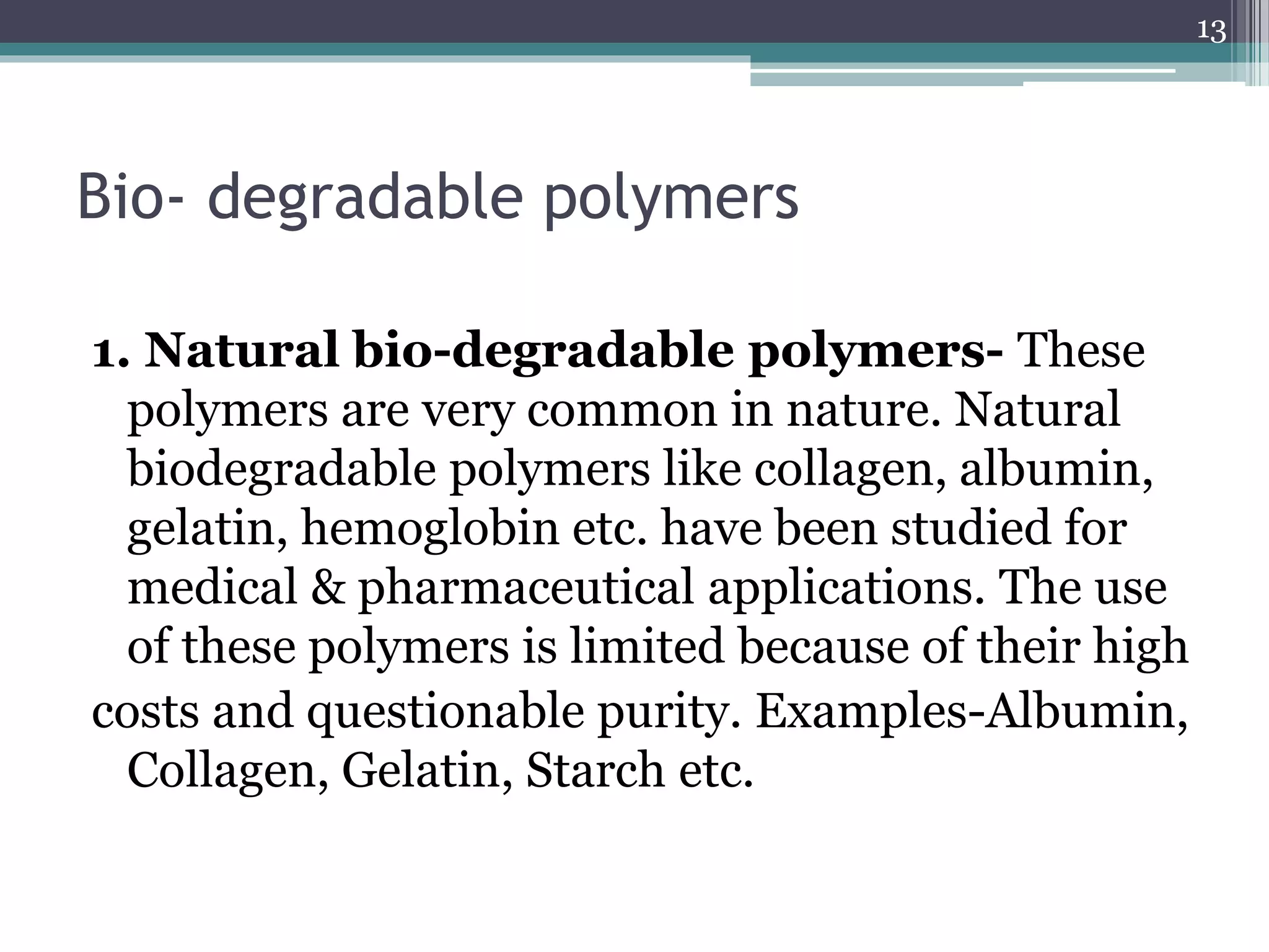 Polymers in pharmaceuticals | PPTX