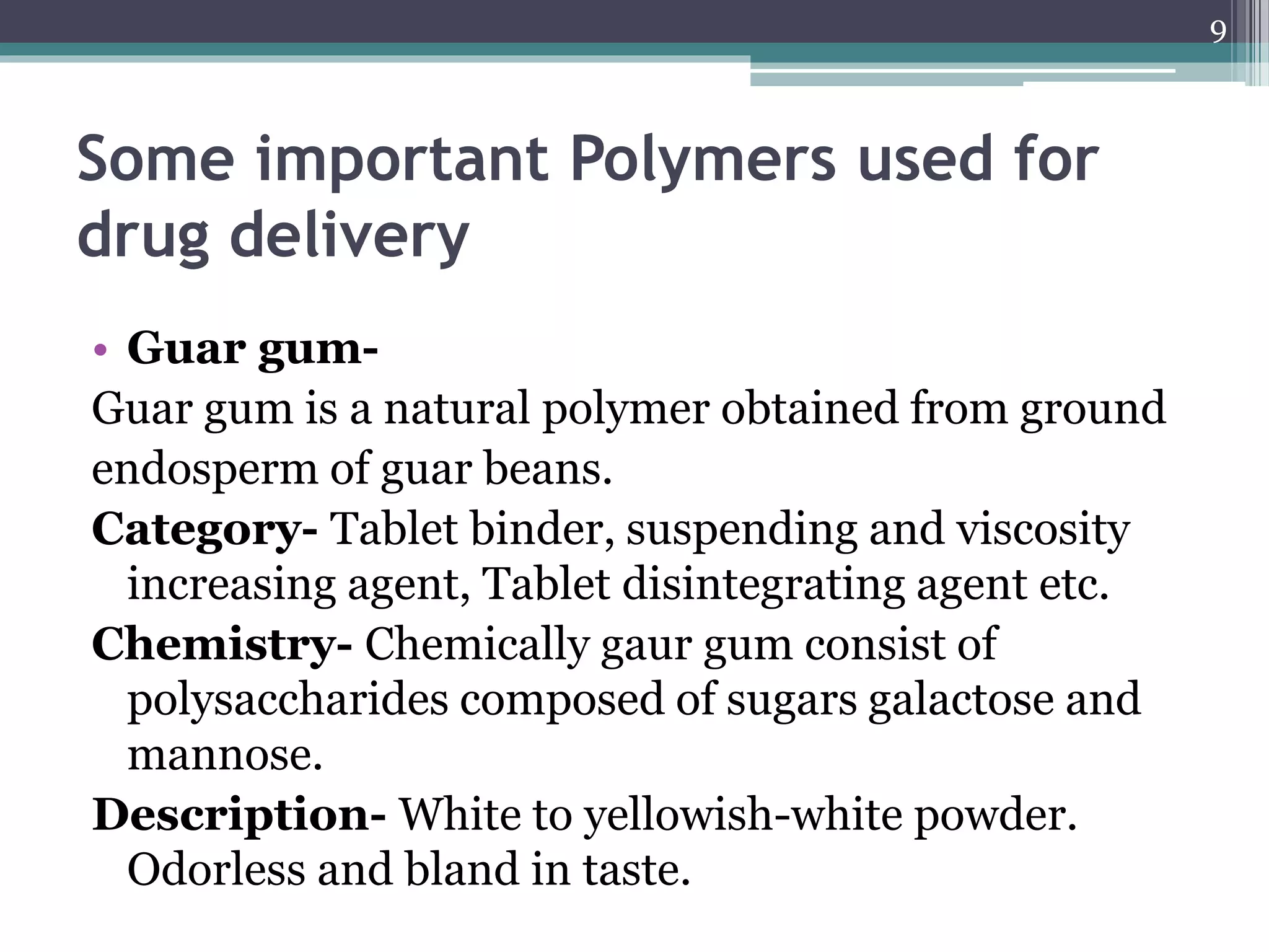 Polymers in pharmaceuticals | PPTX